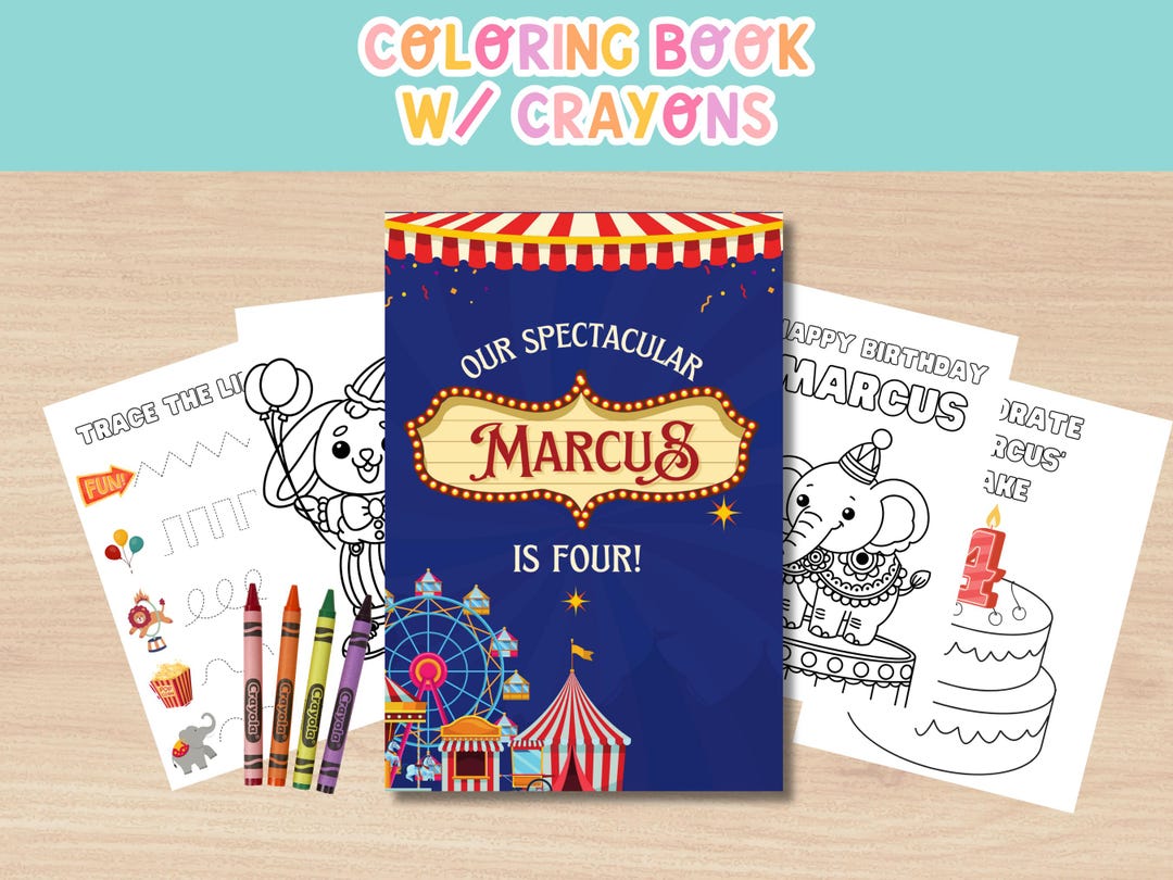 Custom Circus Coloring Book Party Favor – Personalized Carnival ...
