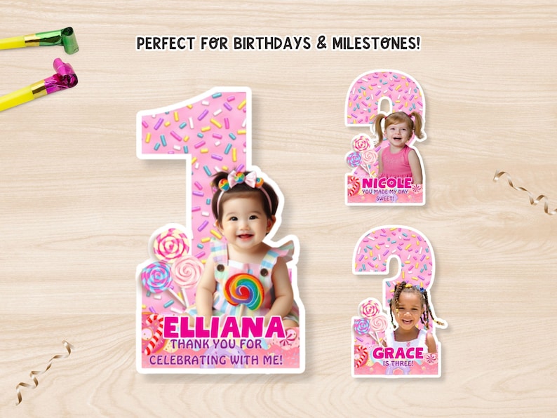 Custom Party Favor Stickers, Birthday Photo Label, Candyland Sweet ...