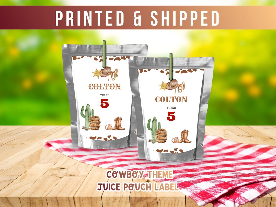 Cowboy Juice Pouch Labels, Western Birthday Stickers, Rodeo Party Favor ...