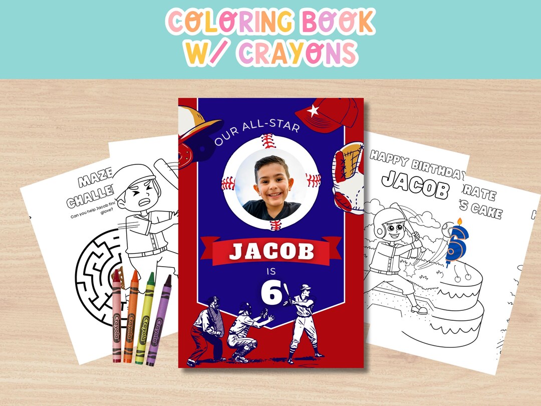 Custom Baseball Team Party Favor – Personalized Sports Coloring Book ...