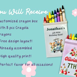 Customized Crayon Box With 8 Crayola, Personalized Birthday Party ...