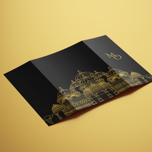 Elegant Temple Wedding Invitation Gatefold Wedding Invitation Folded ...