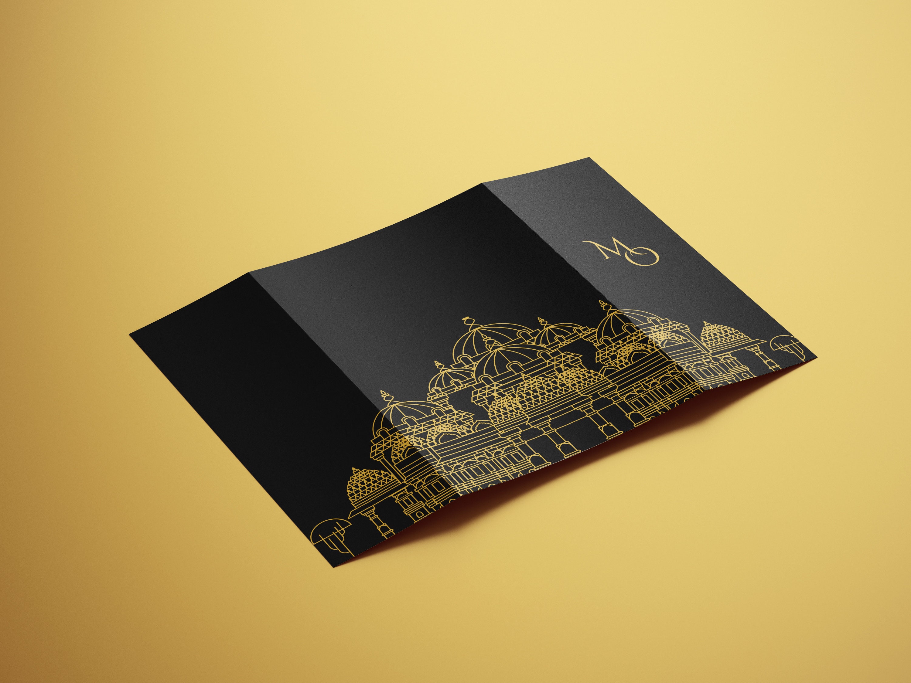 Elegant Temple Wedding Invitation Gatefold Wedding Invitation Folded ...