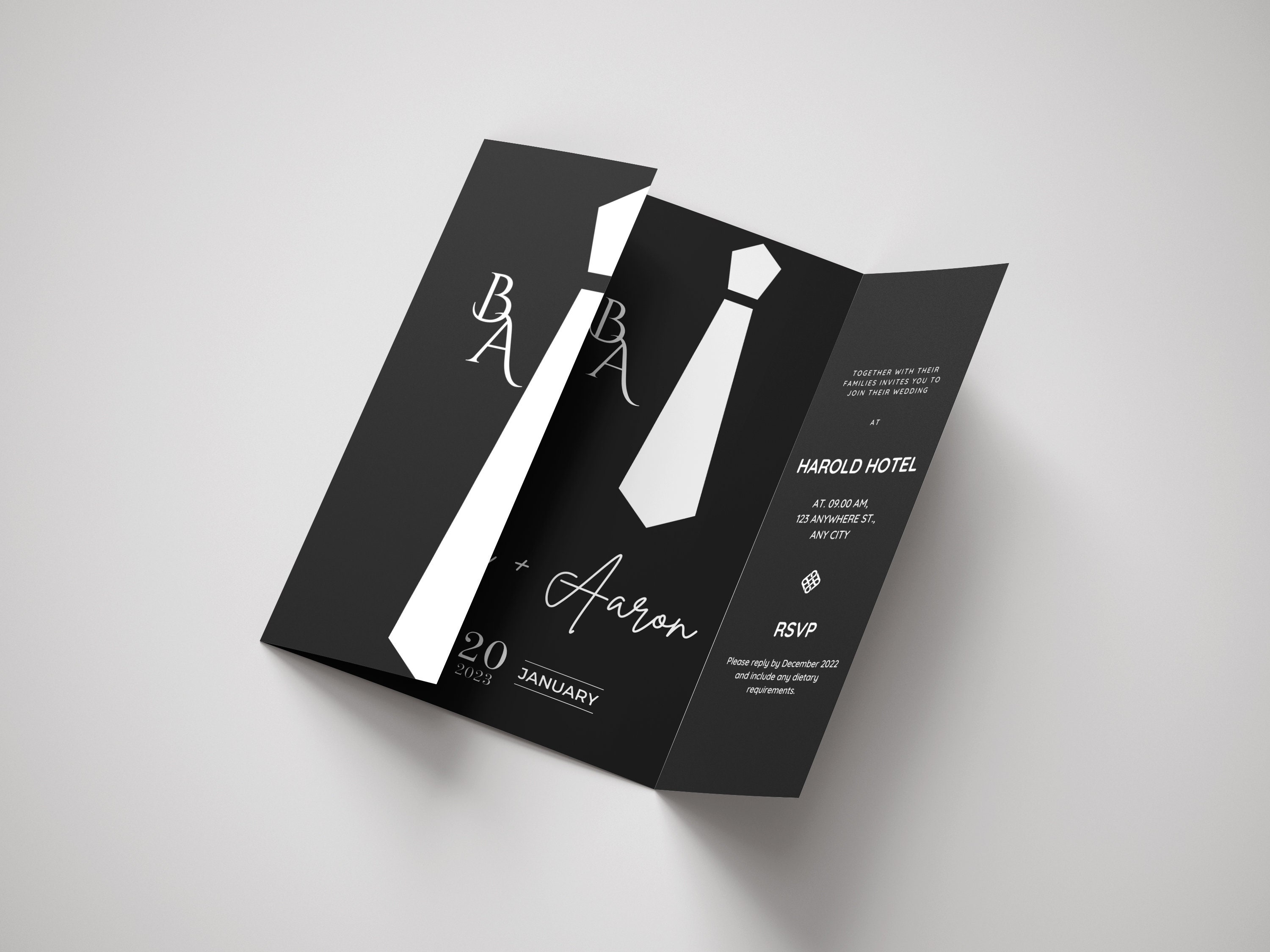 LGBTQ Minimalist Wedding Invitation Gatefold Gay Wedding Invitation ...
