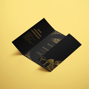 Elegant Temple Wedding Invitation Gatefold Wedding Invitation Folded ...