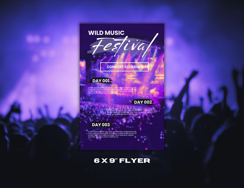 Printable Music Festival Kit, Concert Flyer, VIP Pass (canva Template ...