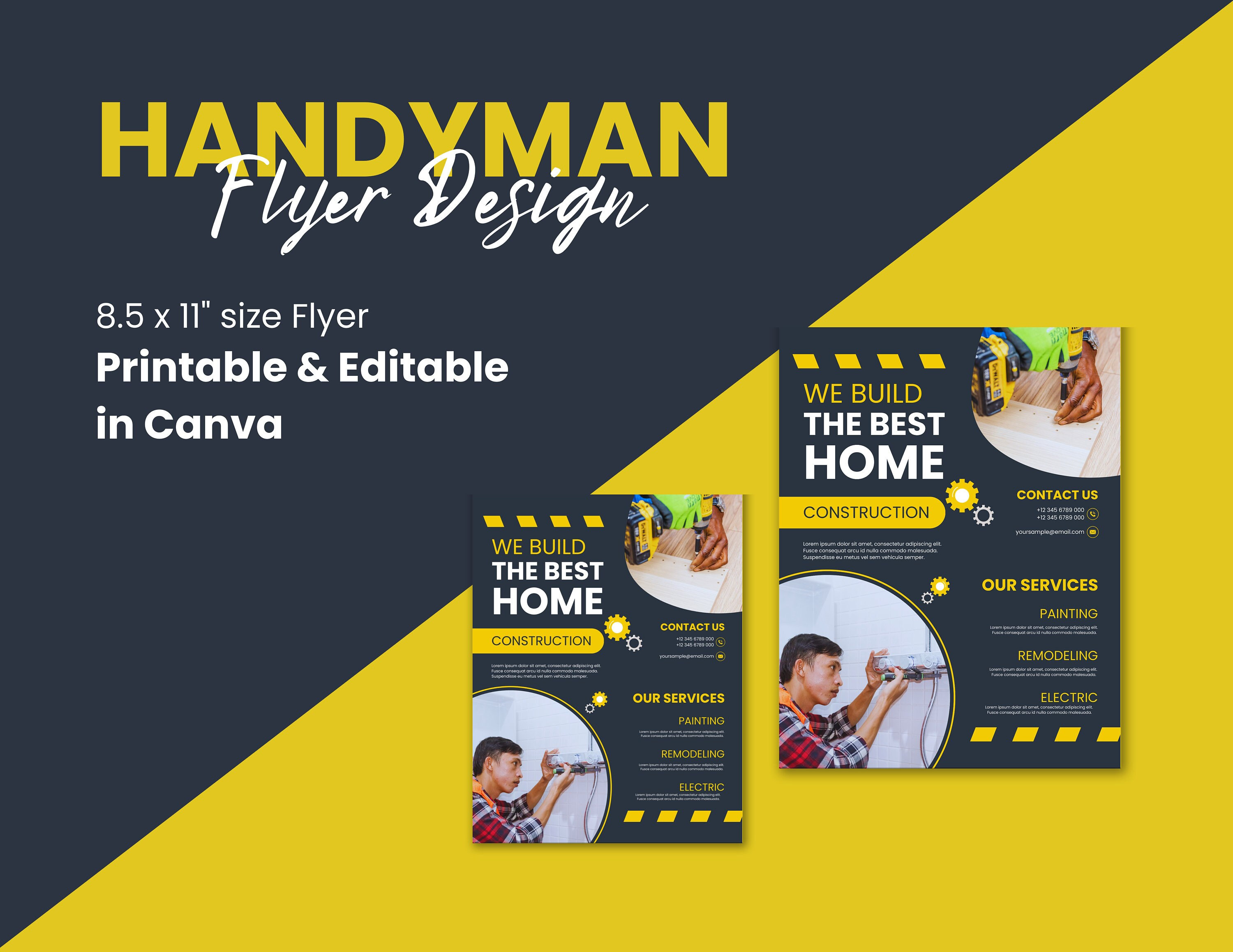 Handyman Flyer Design, Printable Handyman Flyer, Canva Editable Flyer ...