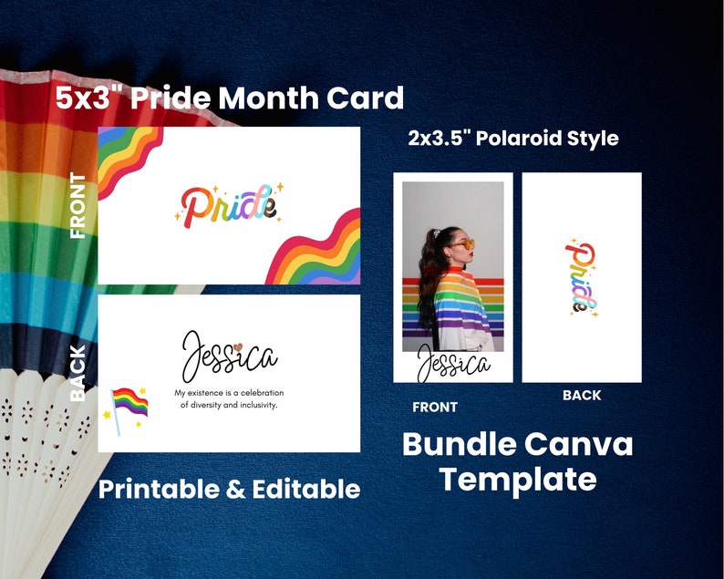 Pride Month Cards, Polaroid Style LGBTQ+ Printable (canva Template) - Etsy