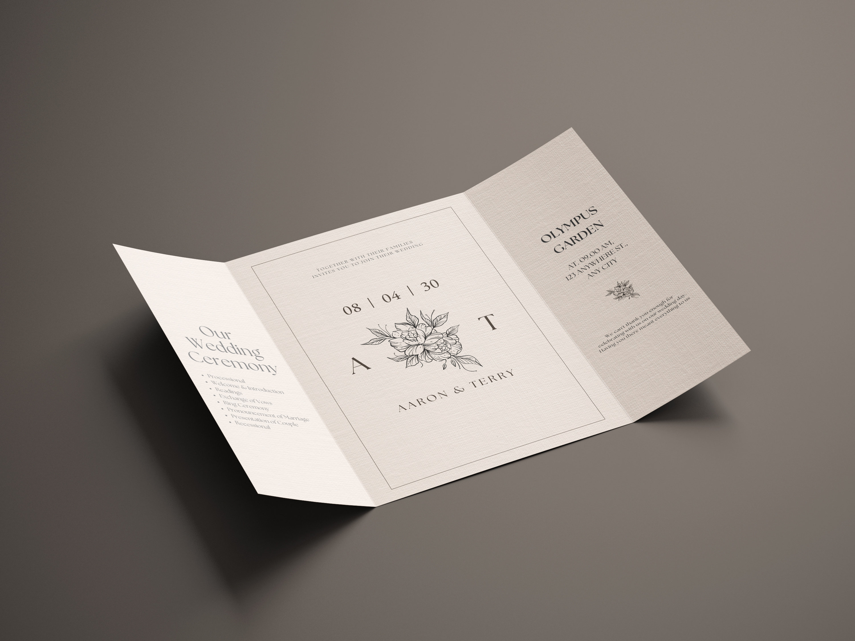 Minimalist Gatefold Wedding Invitation Modern Wedding Invitation ...