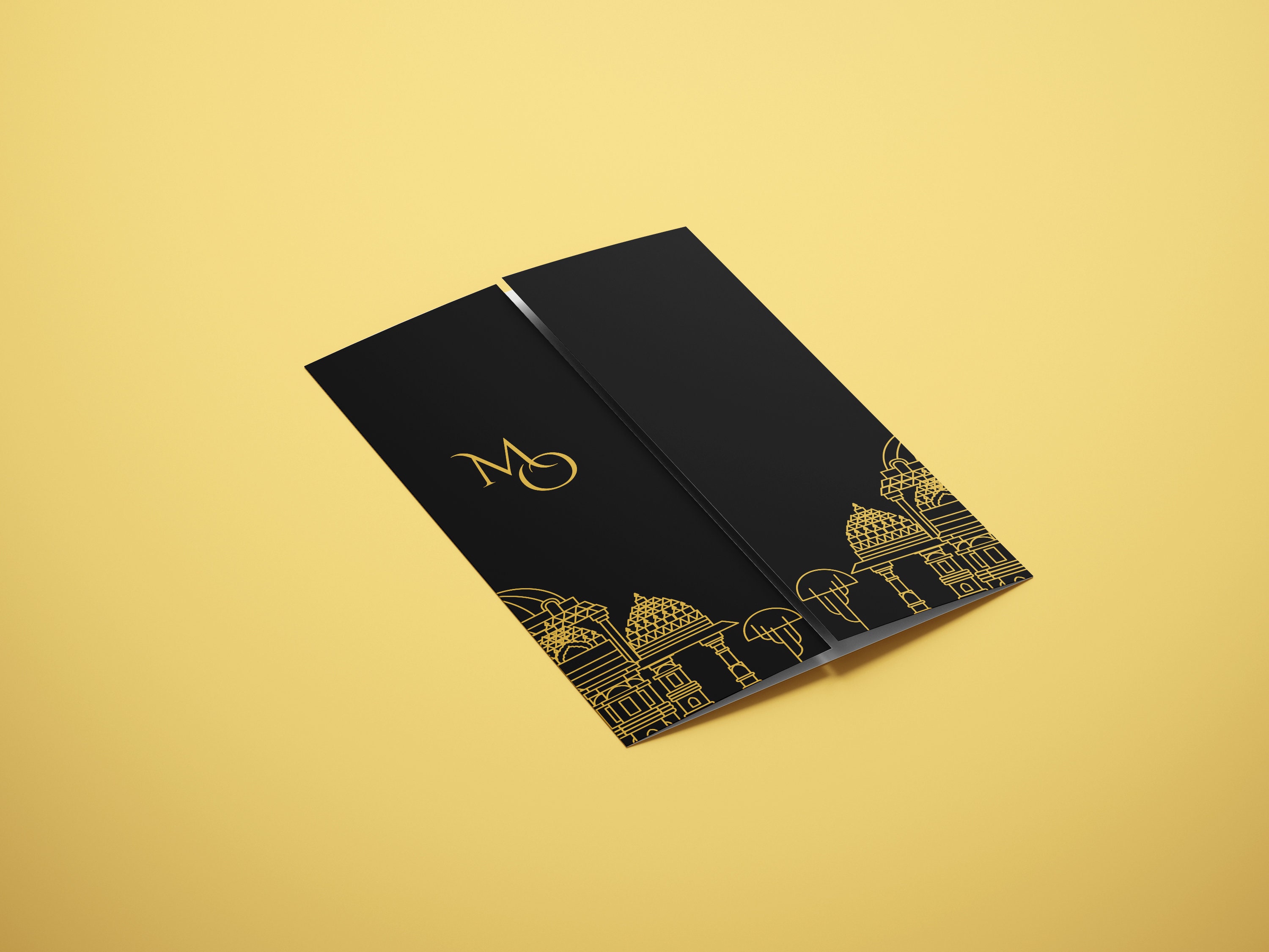 Elegant Temple Wedding Invitation Gatefold Wedding Invitation Folded ...