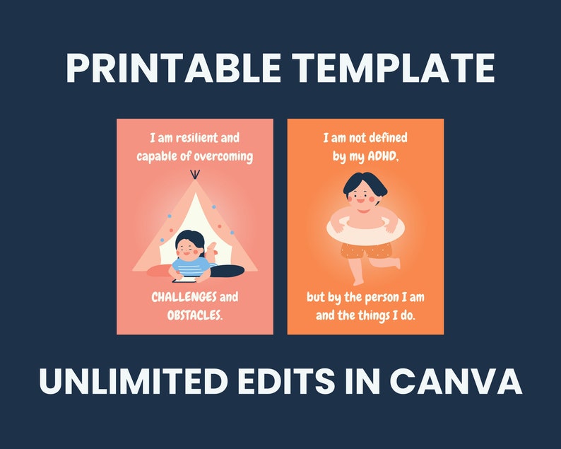 ADHD Affirmation Cards, Affirmation Cards, Kids Graphic Affirmation ...