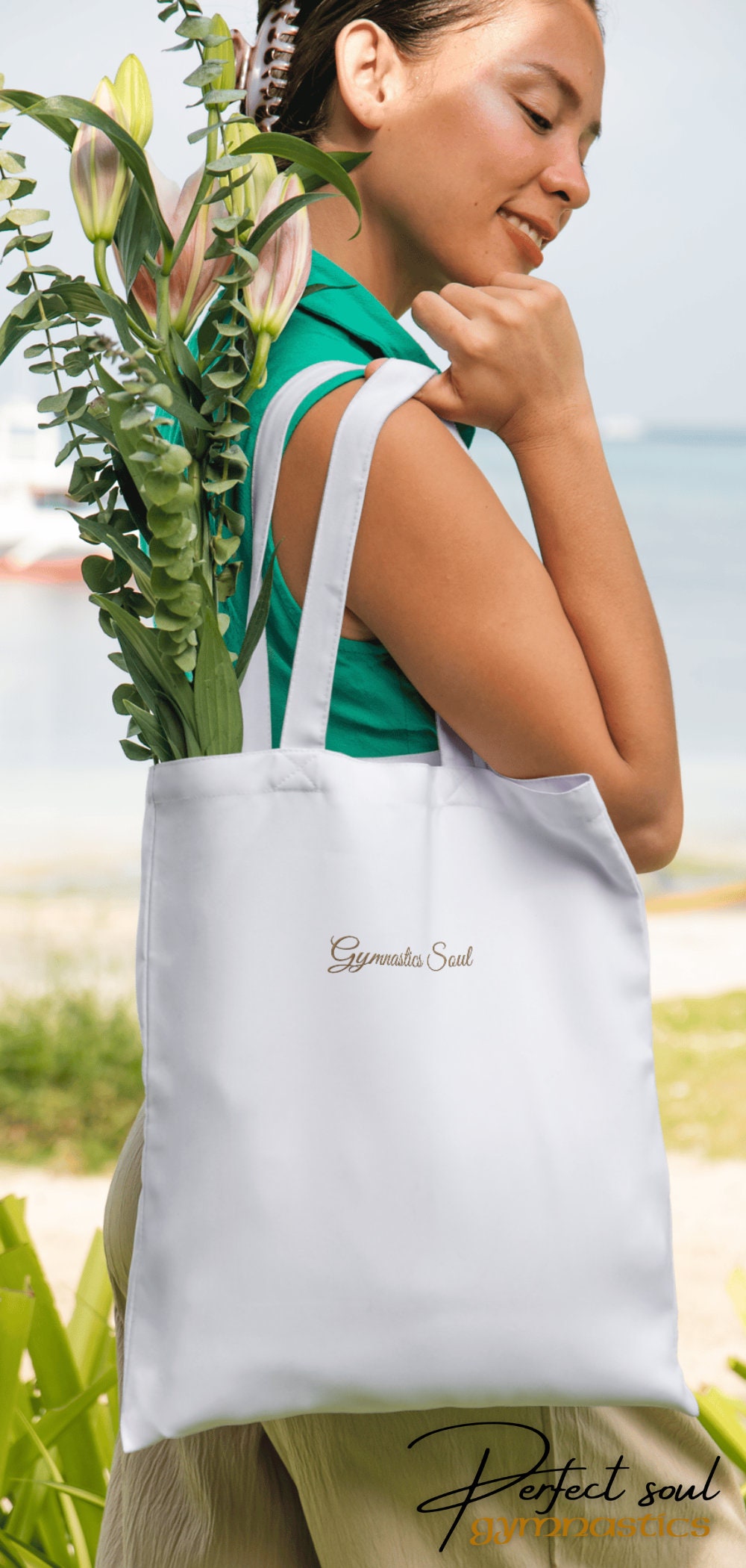Embroidered Gymnastics Canvas Tote Bag for Gymnast Gift Embroidery ...
