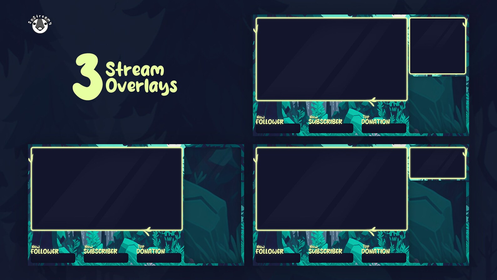 Animated Forest Stream Overlay Pack for Twitch and Youtube, Twitch ...