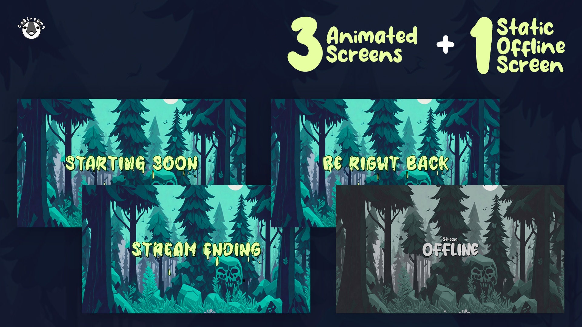 Animated Forest Stream Overlay Pack for Twitch and Youtube, Twitch ...
