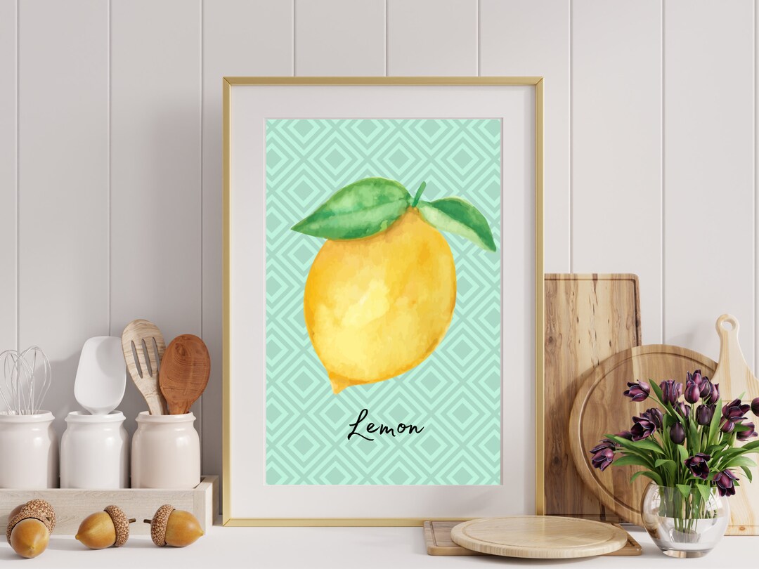 Lemon Art Print, Printable Lemon Art, Watercolor Lemon Print, Farmhouse ...