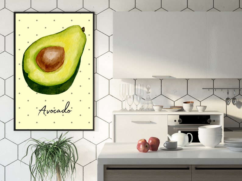 Avocado Wall Art, Avocado Print, Avocado Digital Print, Avocado ...