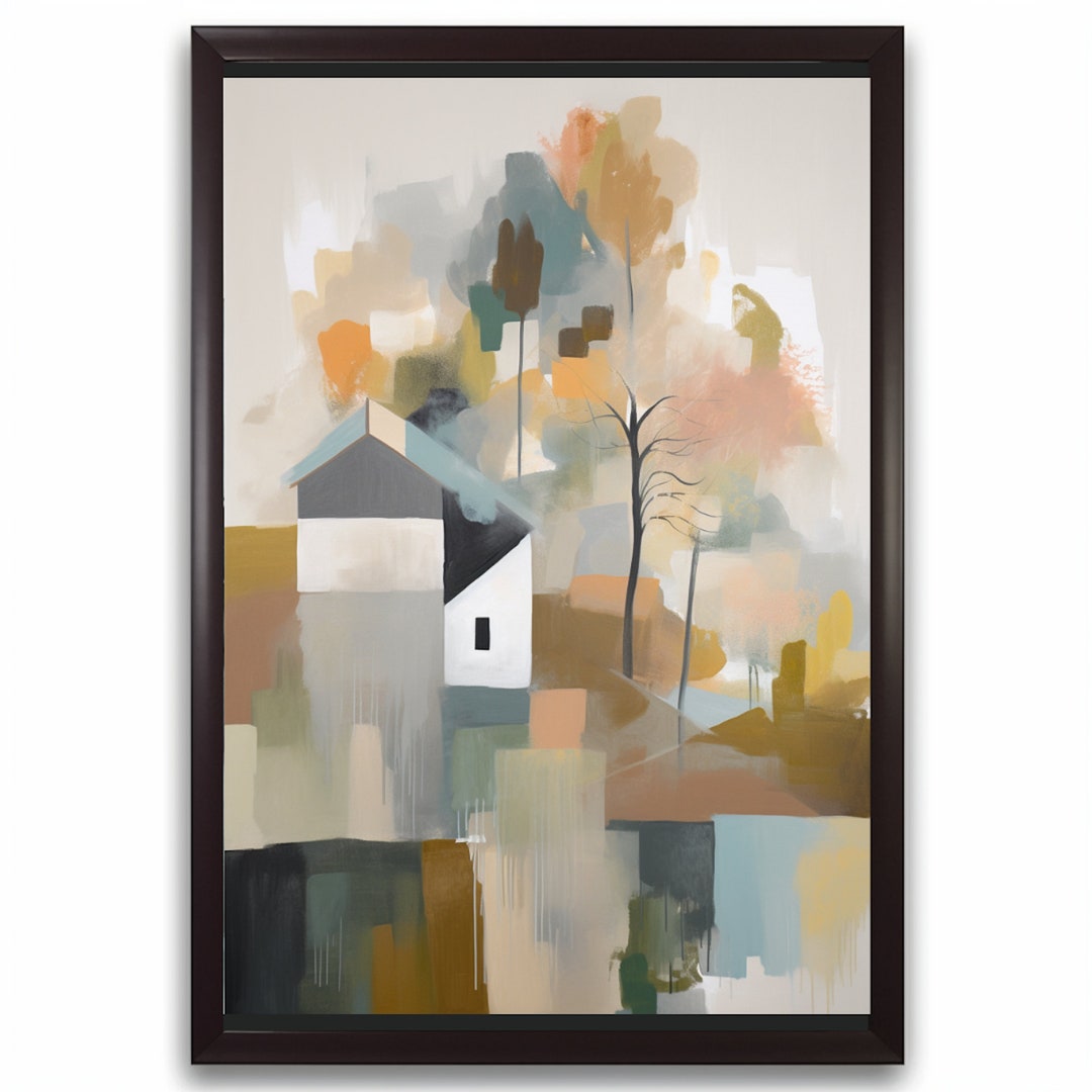 Abstract Farmhouse Acrylic Painting. Rustic Charm Printable Wall Art ...