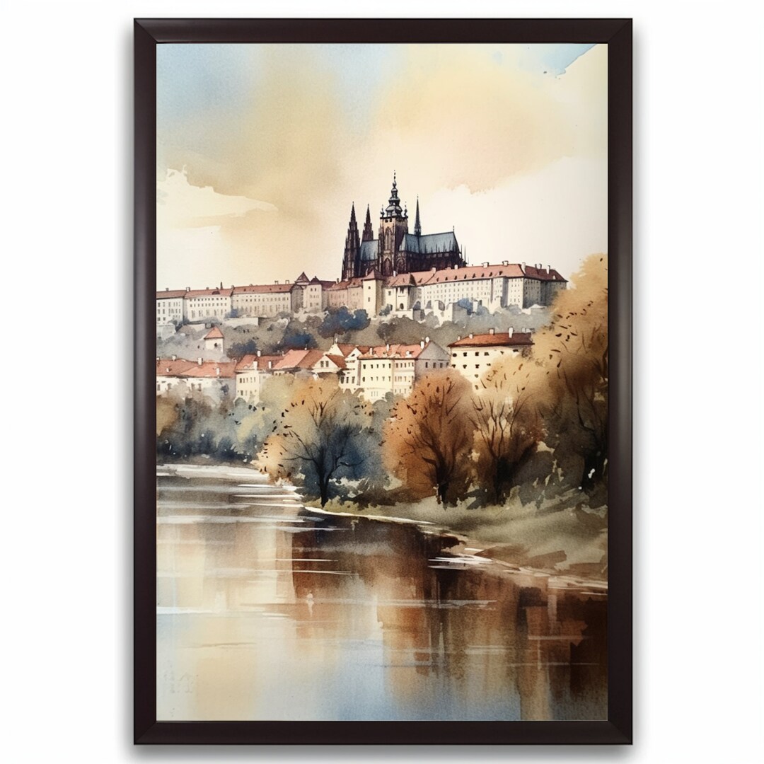 Prague Castle Watercolour Printable Wall Art. Praha Abstract Soft Hues ...