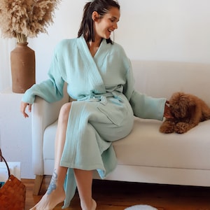 Oversize Luxury 4 Layer Muslin Robe, Soft Cotton Bathrobe, Natural ...