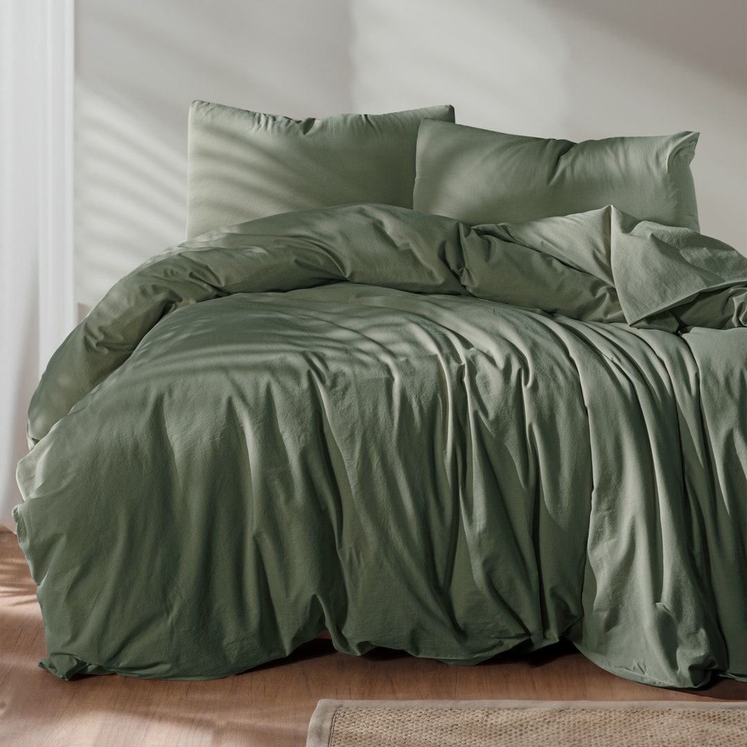 Stonewashed Cotton Linen Duvet Cover Set: Handmade Turkish Bedding - Etsy