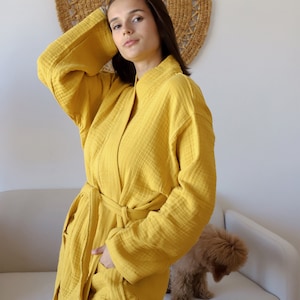 Oversize Luxury 4 Layer Muslin Robe, Soft Cotton Bathrobe, Natural ...