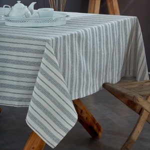 Colorful Striped Soft Rustic Tablecloth, Lacy Natural Cotton Table ...
