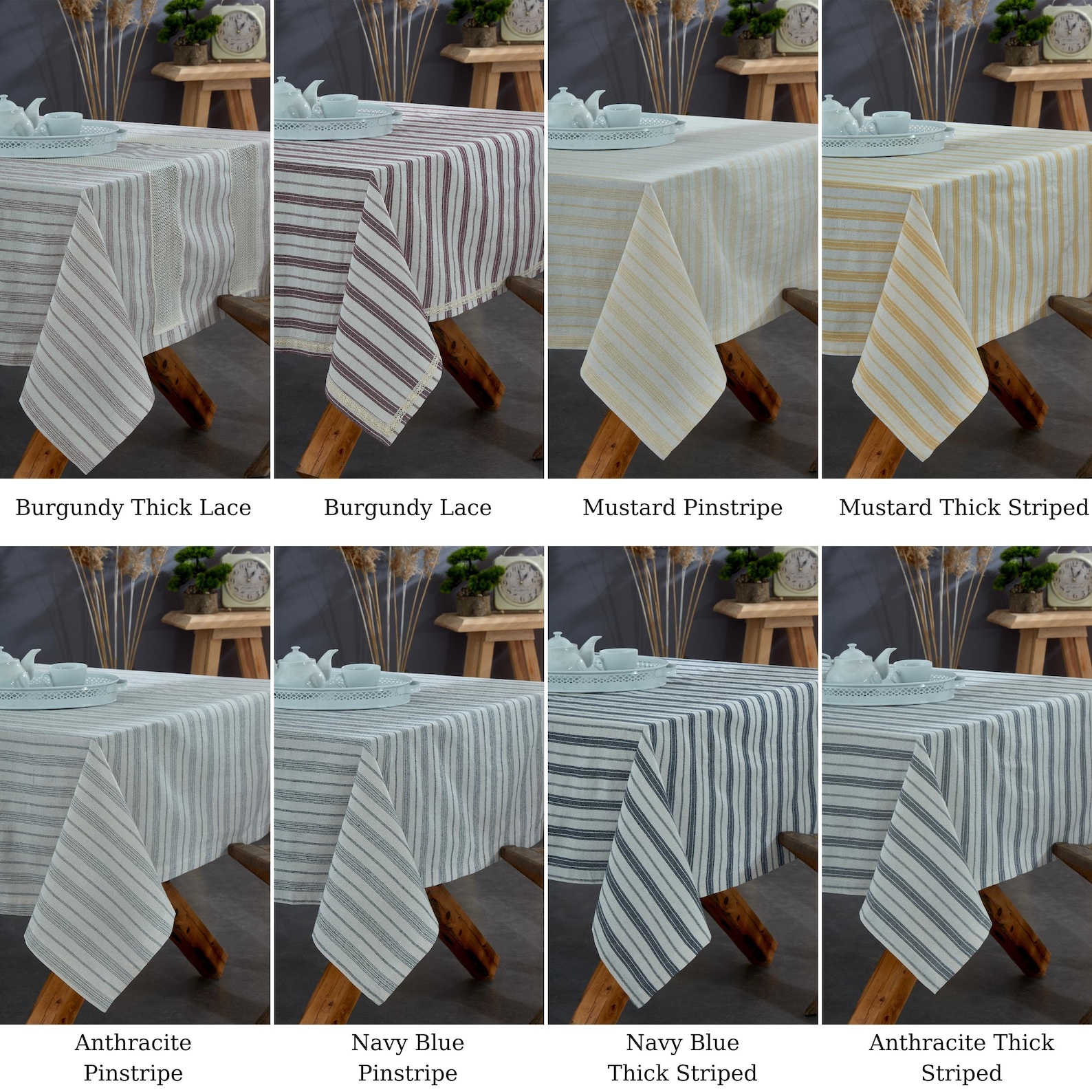 Colorful Striped Soft Rustic Tablecloth, Lacy Natural Cotton Table ...