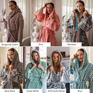 Handmade Cotton Bubble Bathrobe: Thick Hooded Towel Robe - Etsy
