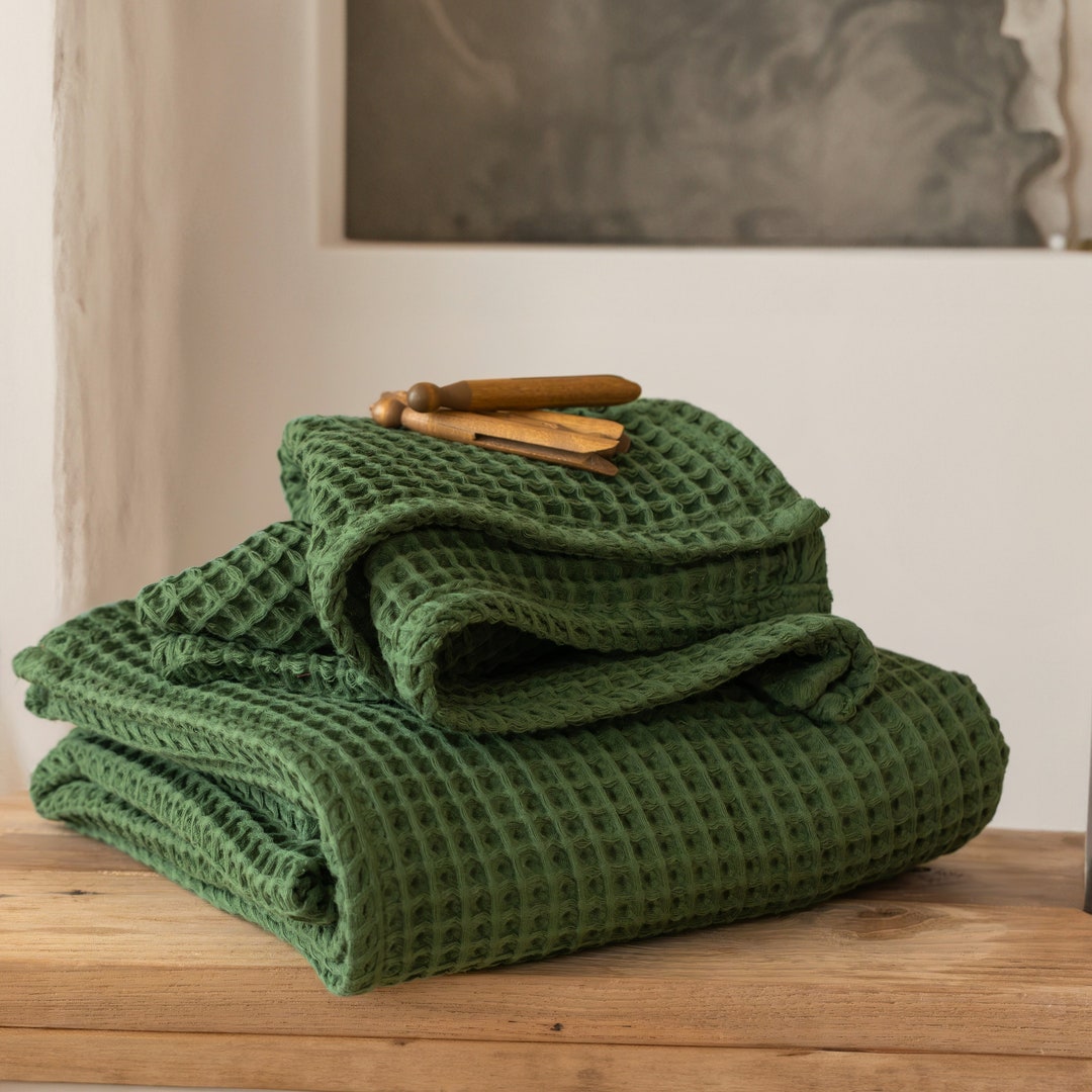 Buy Turkish Cotton Waffle Weave Towel Set, Quick Dry, Lint Free Online ...