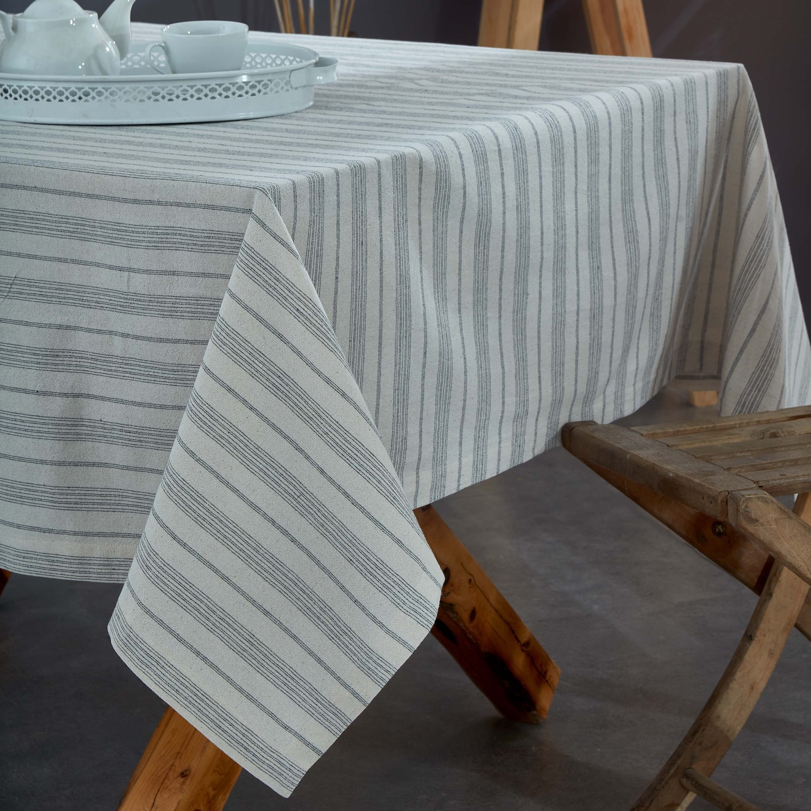 Colorful Striped Soft Rustic Tablecloth, Lacy Natural Cotton Table ...