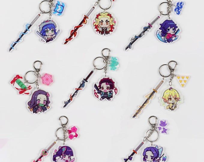 Demon Anime Sword Key Chain Assorted Characters - Etsy