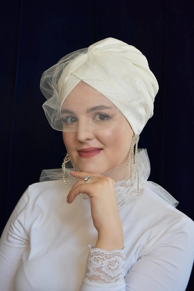 Bridal Fascinator Hijab Bonnet, Ready to Wear Wedding Bonnet, Muslim ...