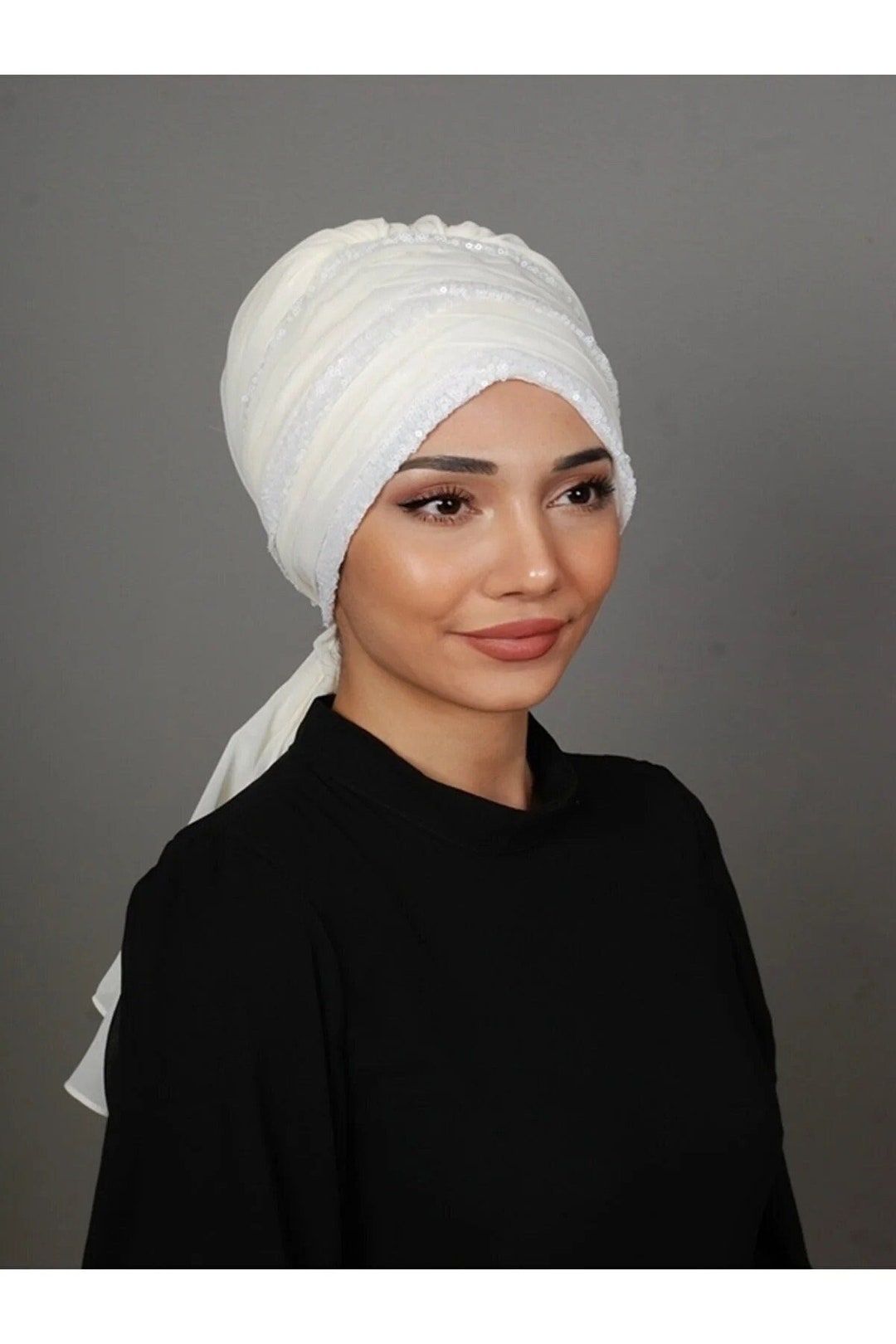 Ready to Wear Bridal Outer Bonnet, White Sequined Ecru Color Shawl ...