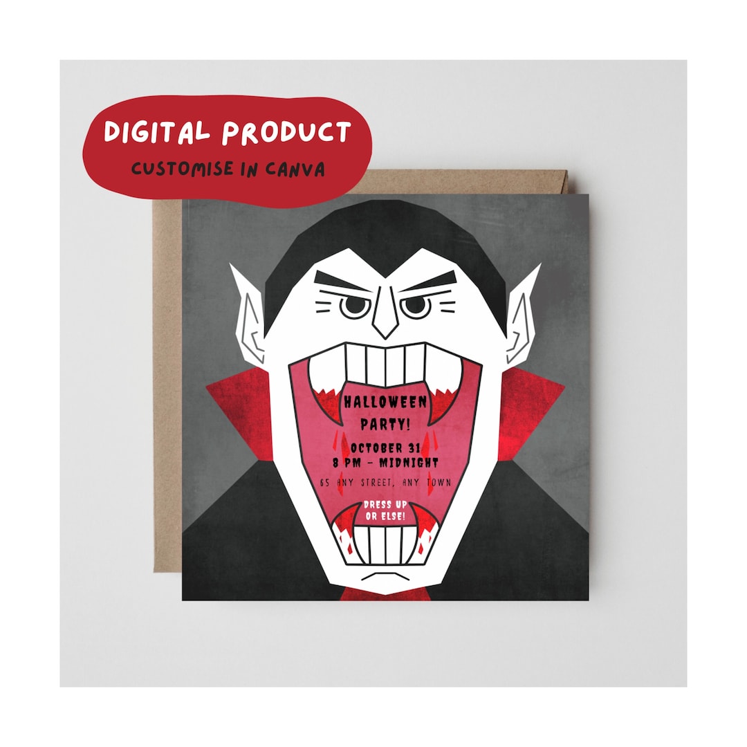 Dracula Vampire HALLOWEEN Party Invitation | Digital Template | Creepy ...
