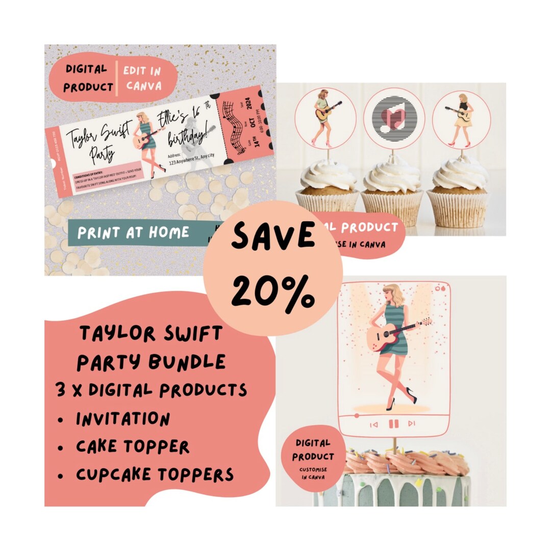 TAYLOR SWIFT Party BUNDLE | Swiftie Tween Teen | Digital Template ...