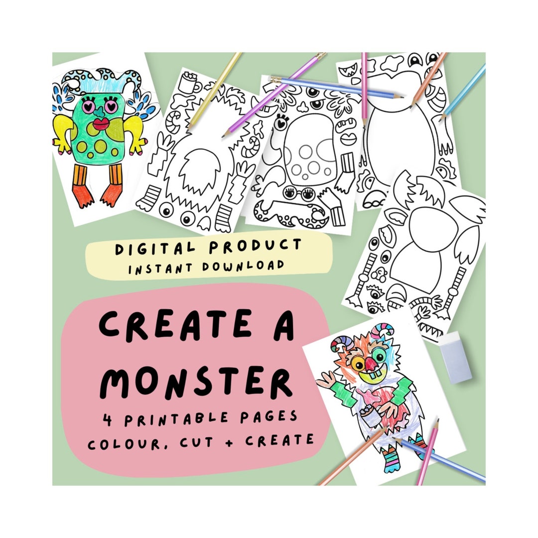 Create a Monster | Kids Printable Sheet | Colouring in Pages | Craft ...