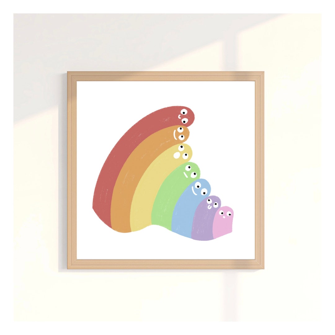 Colourful Rainbow Worms Art Print | Digital Download | Wall Art | Decor ...