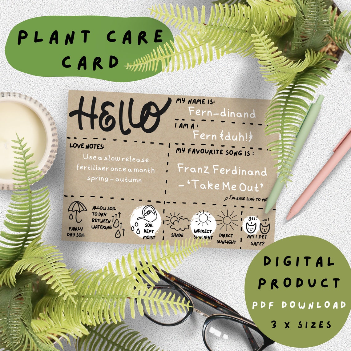 PLANT CARE CARDS | Plant Passport | Digital Product | Pdf Download ...