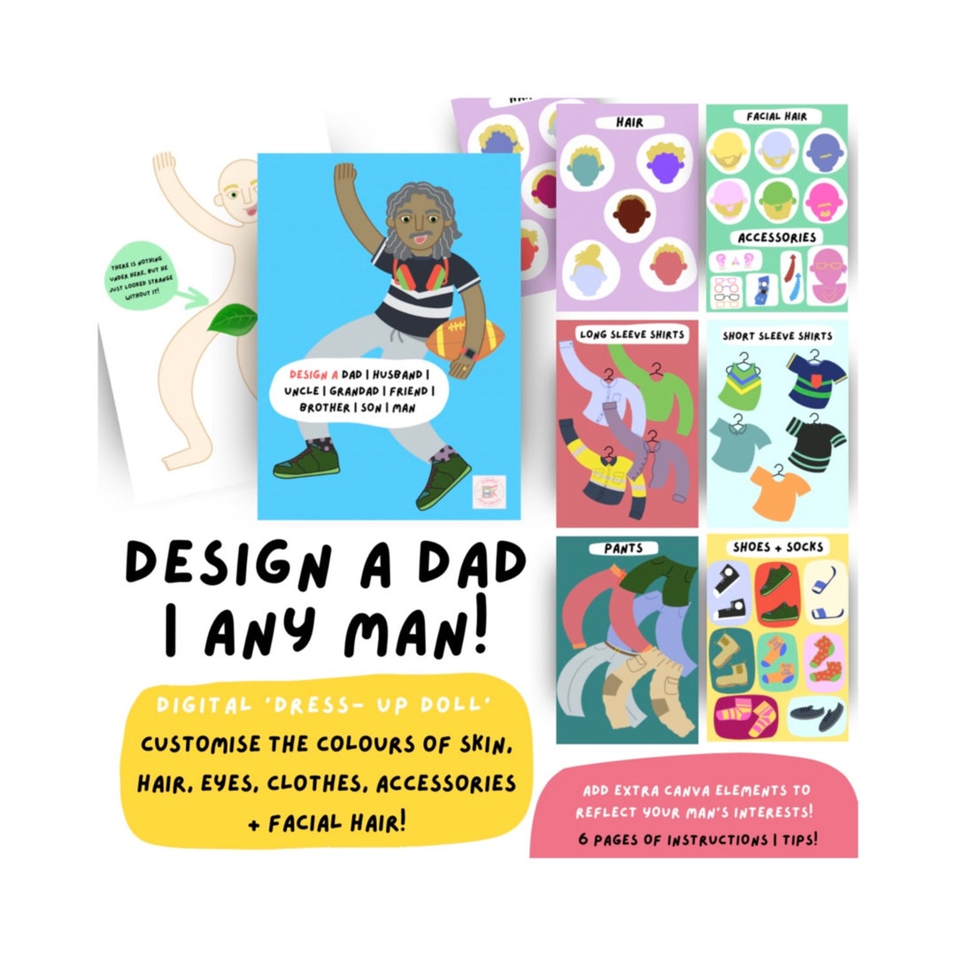 Design a Dad | ANY MAN | Digital Portrait | DIY Drawing for Him ...