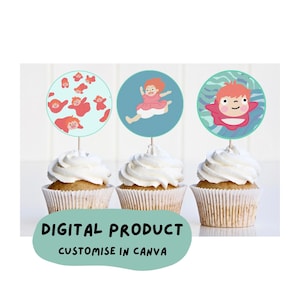 PONYO Cupcake Toppers | Editable | Canva | Kids Birthday Party | Studio ...