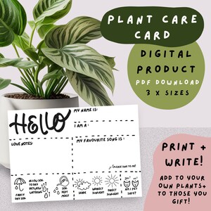 PLANT CARE CARDS | Plant Passport | Digital Product | Pdf Download ...