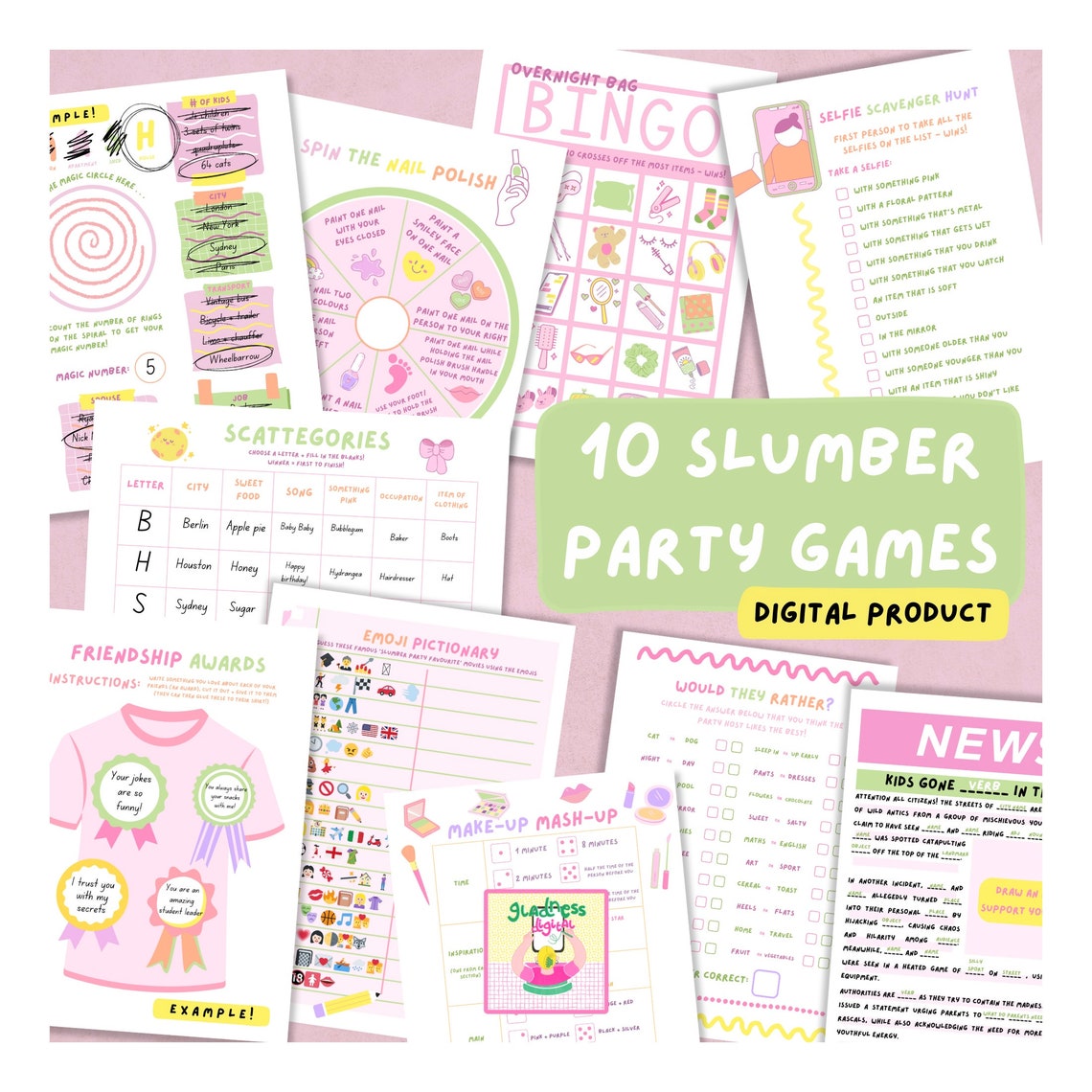 10 Slumber Party Games Bundle | Digital Download | Printable PDF ...