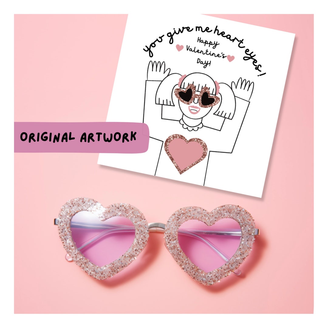 Valentine’s Day Printable | Digital Download | Heart Eyes | Glitter ...