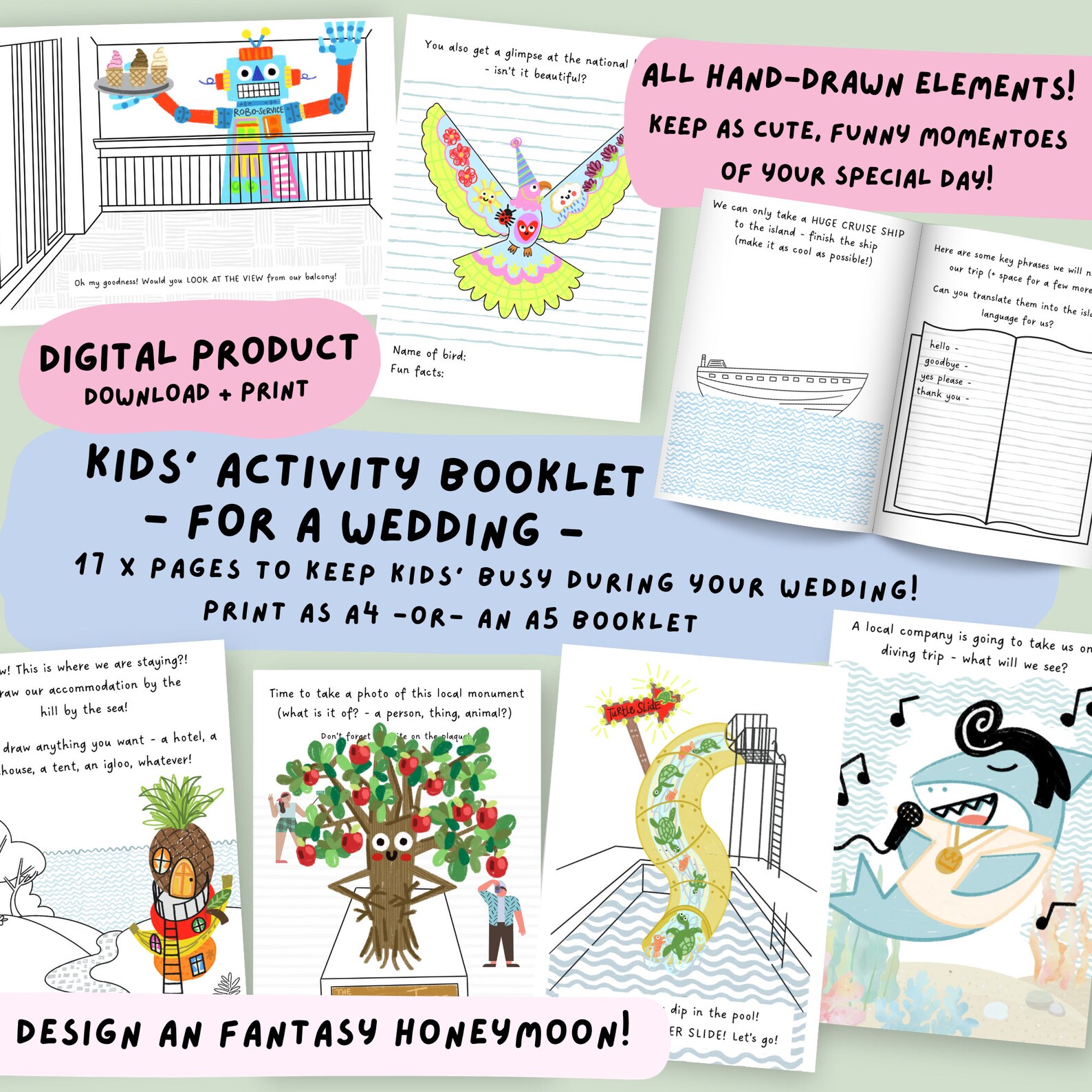 Wedding Activity Booklet for Kids Busy Book Drawing Activities Digital ...
