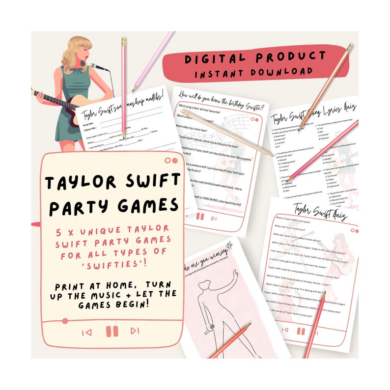 Taylor Swift PARTY GAMES | Quizzes | Madlibs | Design an Outfit ...