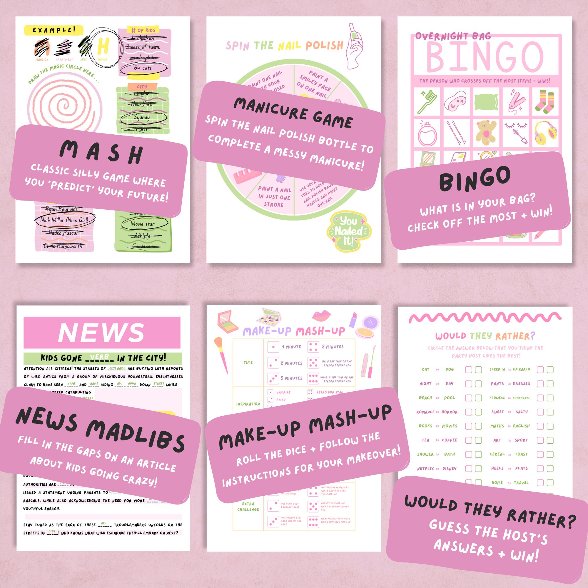 10 Slumber Party Games Bundle | Digital Download | Printable PDF ...