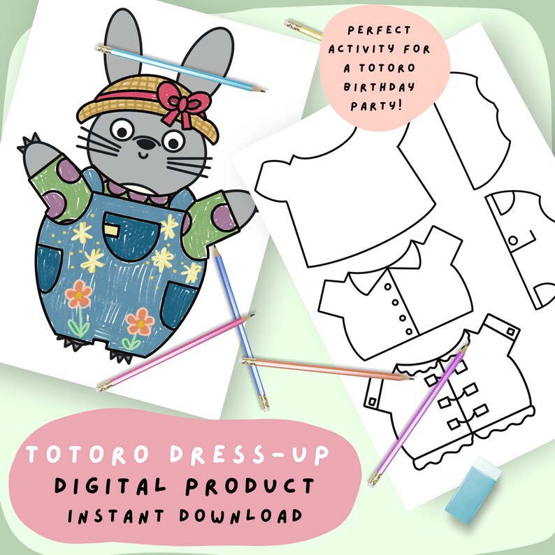Totoro Dress-up | Kids Printable Sheet | Colouring in Pages | Craft ...