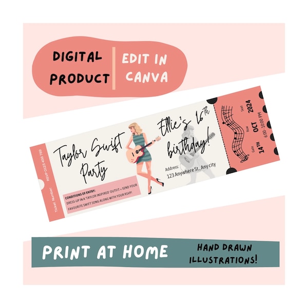 Pink Concert Ticket Party Invitation - Etsy