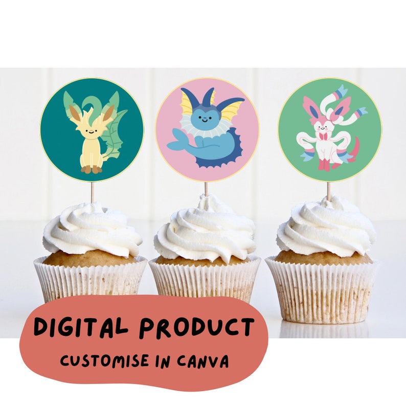 Pokemon Cupcake Toppers Digital Download Eevee Evolutions - Etsy