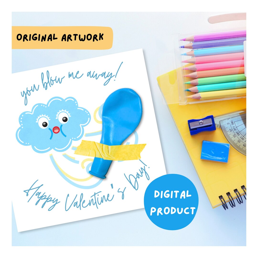 You Blow Me Away! | Valentine’s Day Printable Card | Digital Download ...